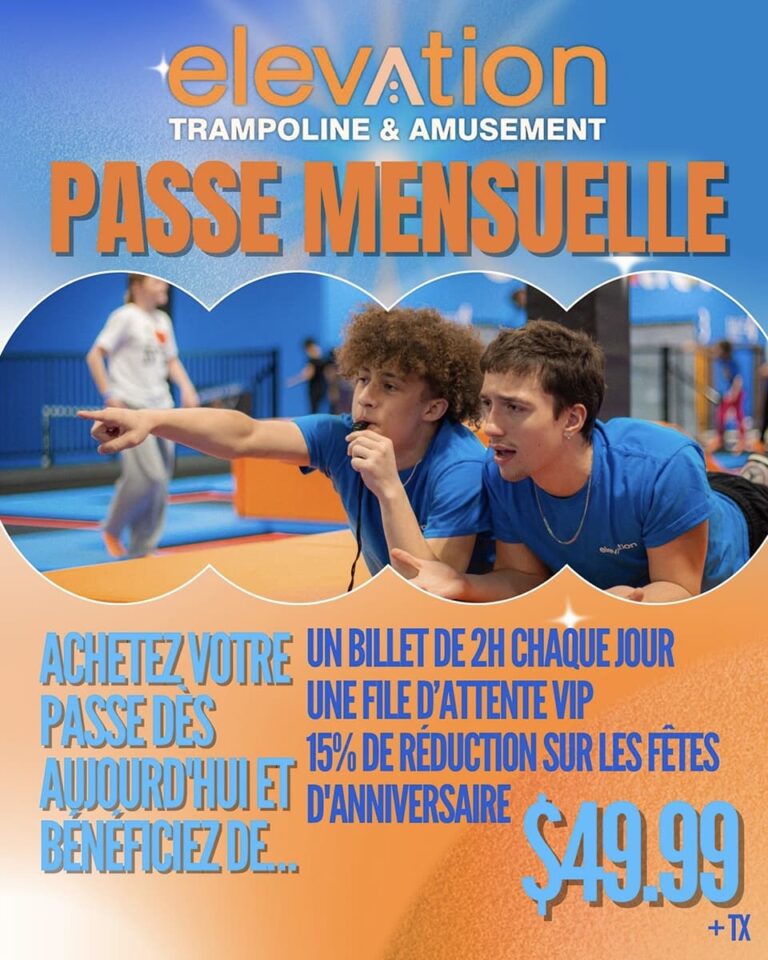 Centre de trampolines sur la rive-sud – Elevation Trampoline